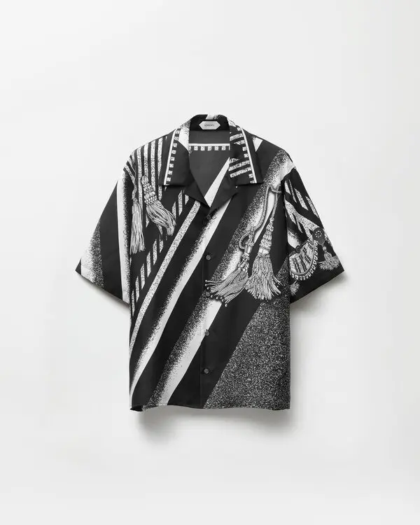 Versace Printed Silk Twill Shirt - Black