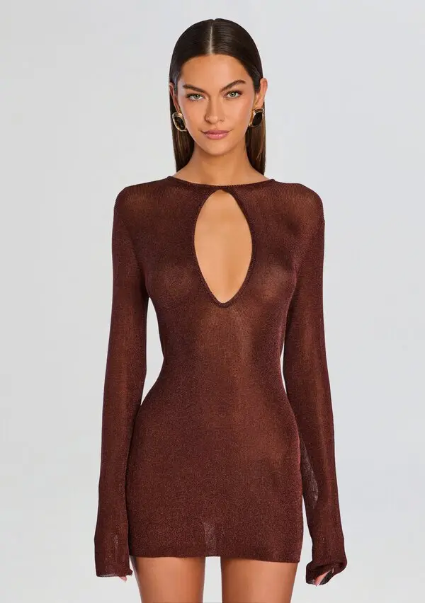 SEROYA Emeri Metallic Knit Mini Dress