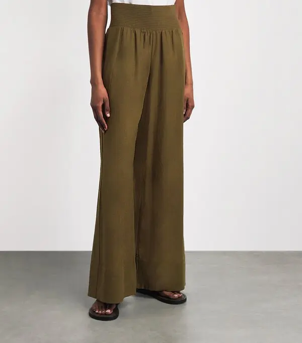 ME+EM Shirred Wide-leg Linen-blend Trousers