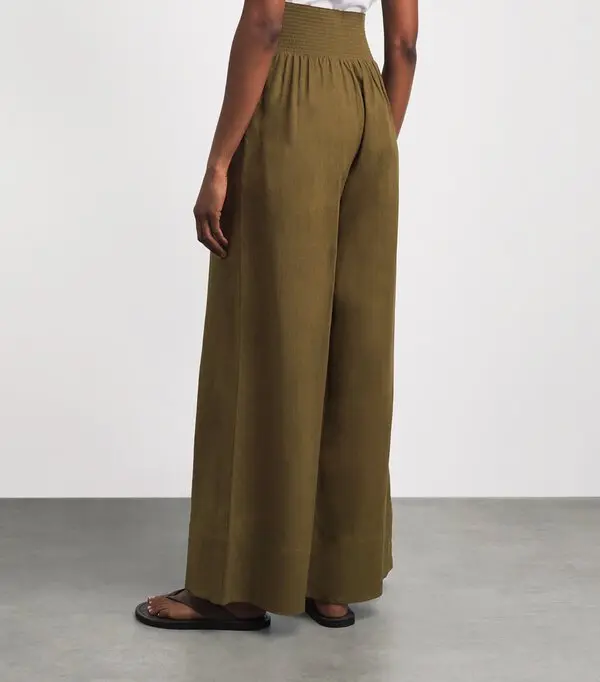 ME+EM Shirred Wide-leg Linen-blend Trousers