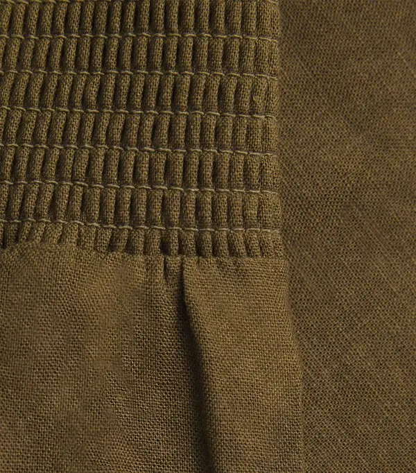 ME+EM Shirred Wide-leg Linen-blend Trousers