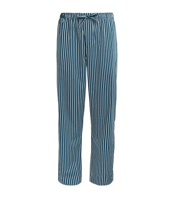 Derek Rose Cotton Stripe Royal Lounge Trousers - Blue