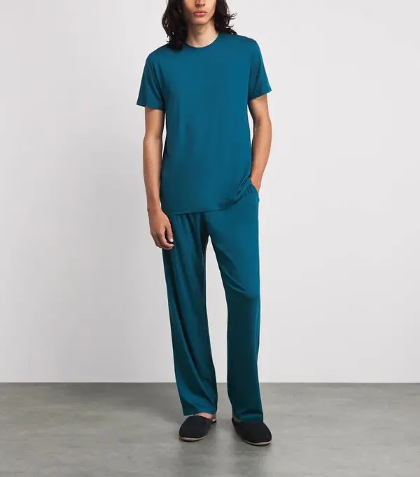 Derek Rose Basel Lounge Trousers - Blue