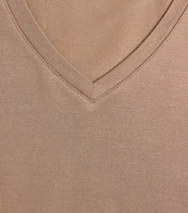 Derek Rose Basel V-neck Lounge T-shirt - Brown