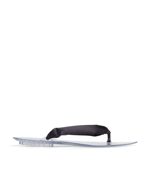 Alaïa Transparent Tpu Thong Flip Flops With Satin Straps - Grey