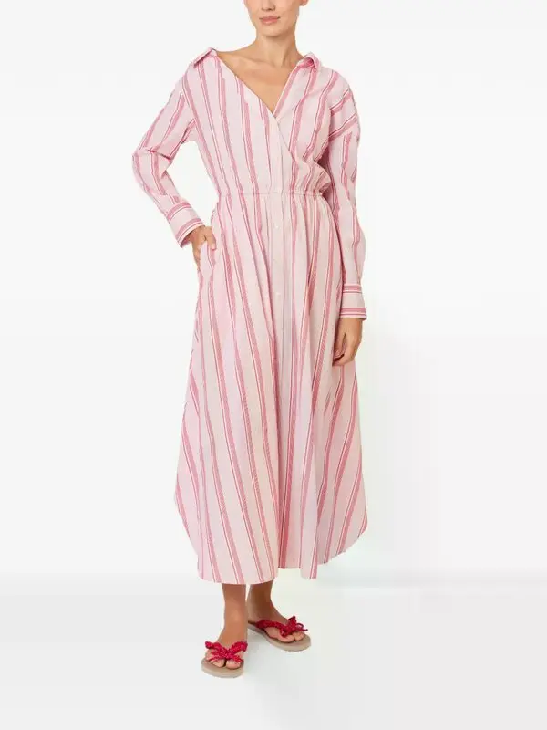 Rosie Assoulin Striped Shirred Waist Dress - Pink