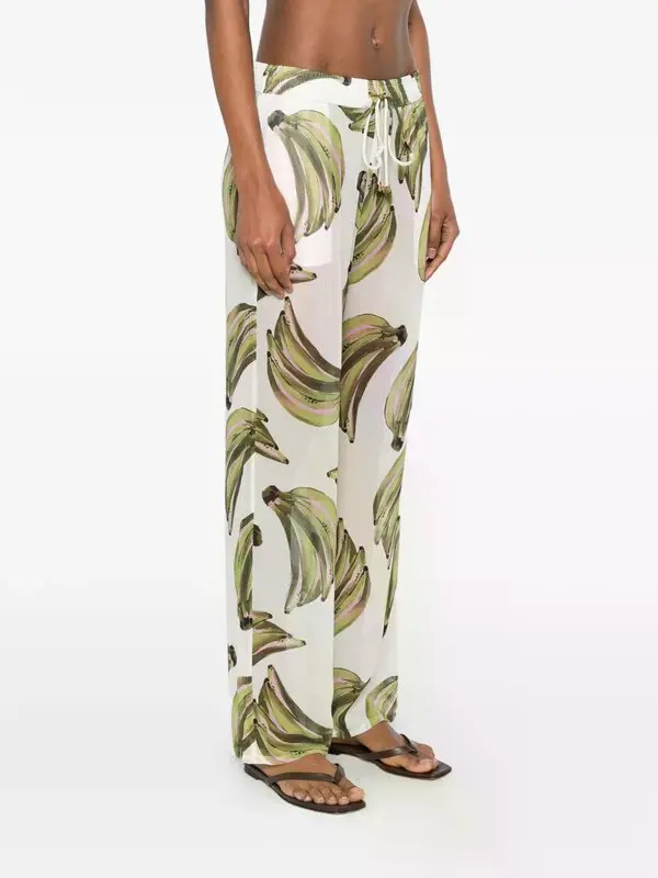 AGUA DE COCO Off- Banana Print Drawstring Trousers