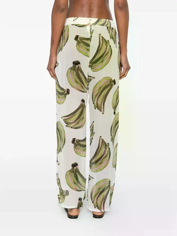 AGUA DE COCO Off- Banana Print Drawstring Trousers