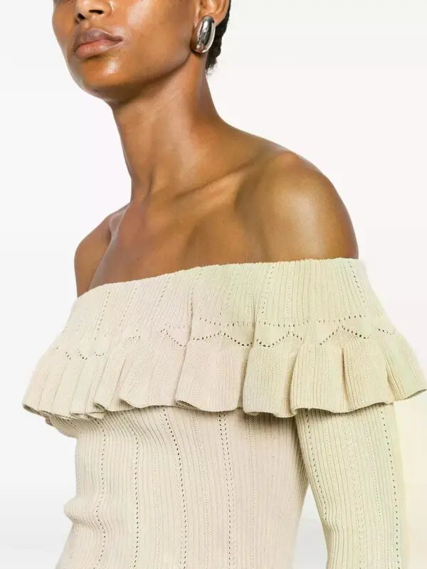 Blumarine Ruffled Off-shoulder Sweater