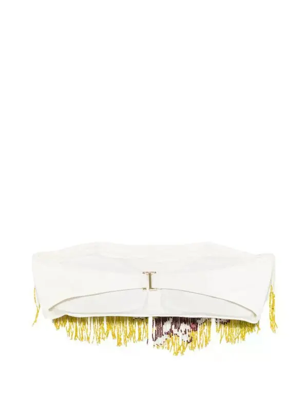 AGUA DE COCO Beaded Fringe-trim Bikini Top - Neutrals