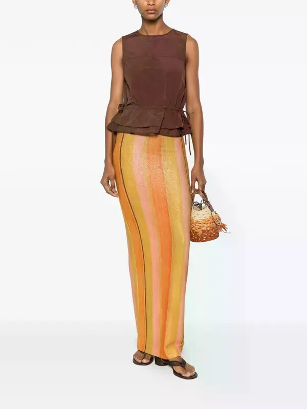 AGUA DE COCO Striped Metallic Effect Maxi Skirt