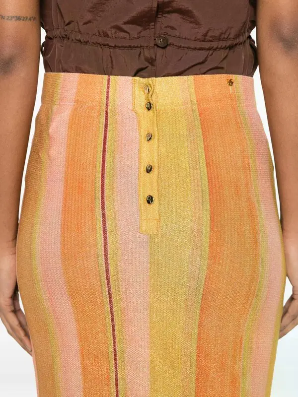 AGUA DE COCO Striped Metallic Effect Maxi Skirt