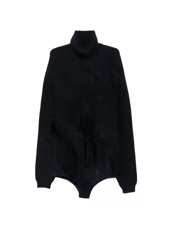 N°21 Ribbed Knit Roll Neck Bodysuit - Blue