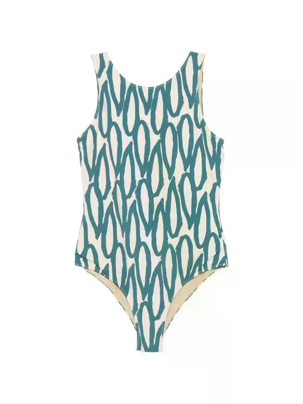 Liviana Conti Abstract Print Scoop Back Swimsuit - Green