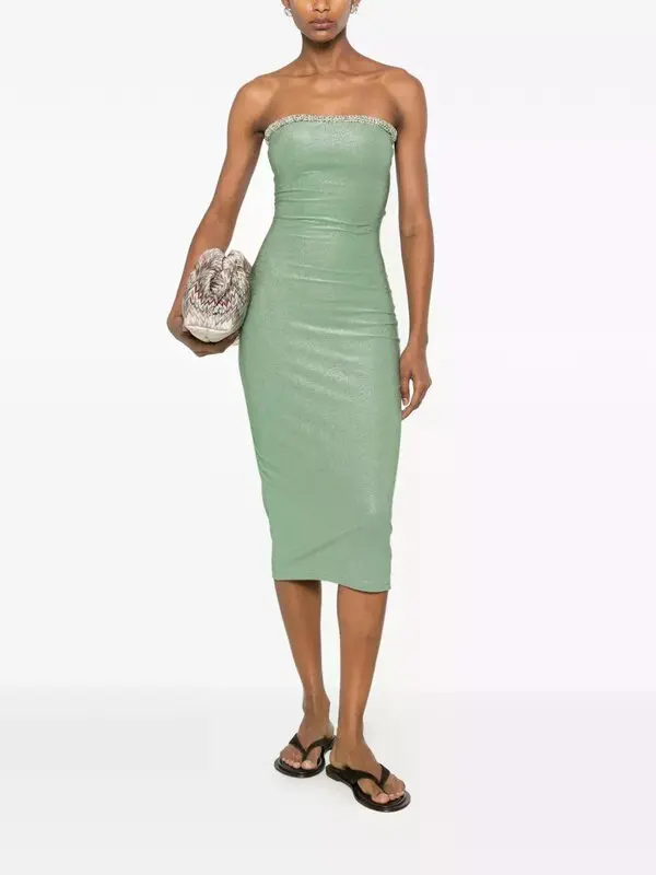 AGUA DE COCO Crochet Trim Strapless Midi Dress