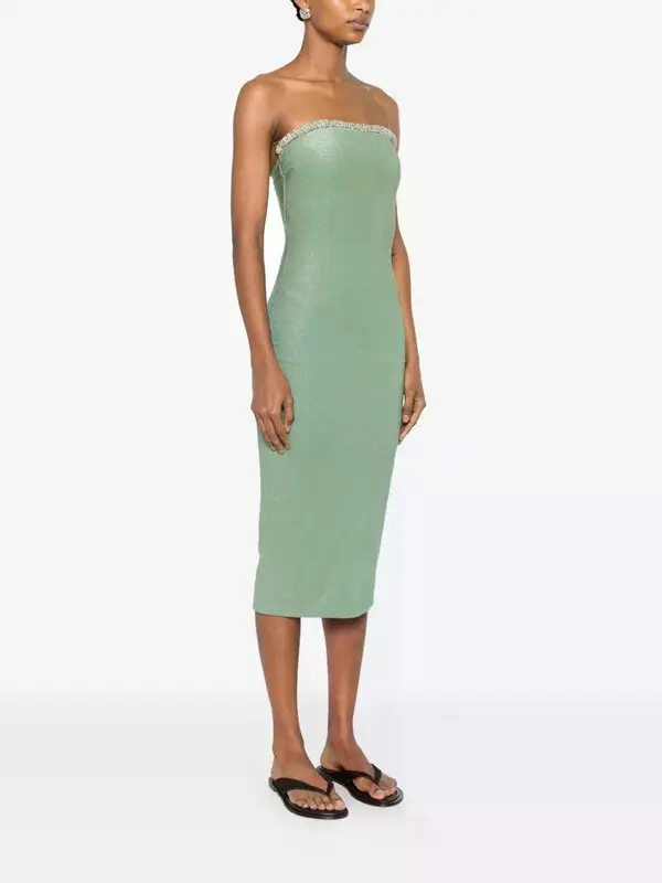 AGUA DE COCO Crochet Trim Strapless Midi Dress