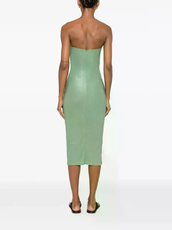 AGUA DE COCO Crochet Trim Strapless Midi Dress