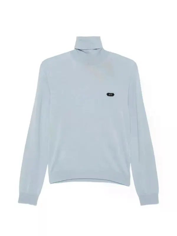 N°21 Logo Patch Turtleneck Sweater - Blue