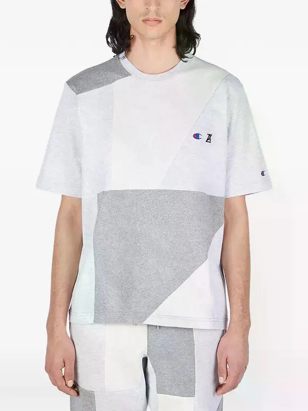 Anrealage Logo-embroidered Panelled T-shirt - Grey
