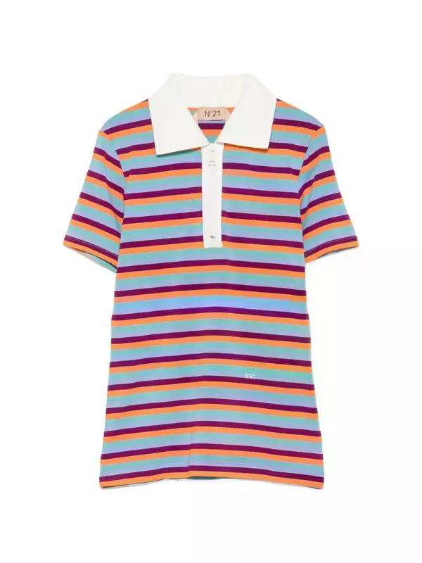 N°21 Striped Zip-up Polo Top - Blue