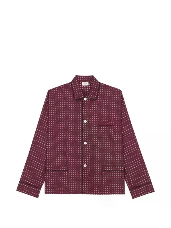 Saint Laurent Geometric Print Silk Pyjama Top - Red