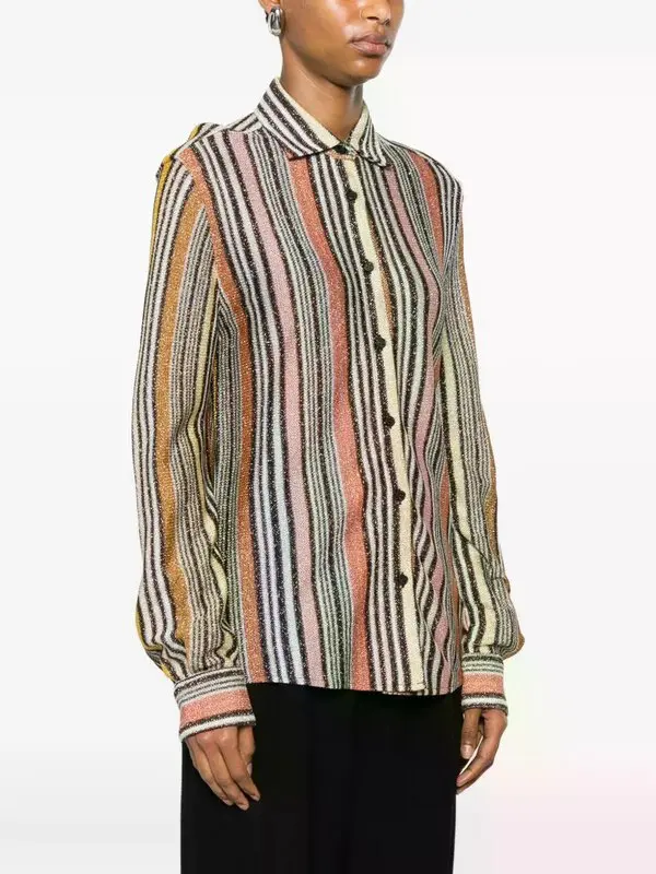 Missoni Striped Metallic Thread Shirt - Brown