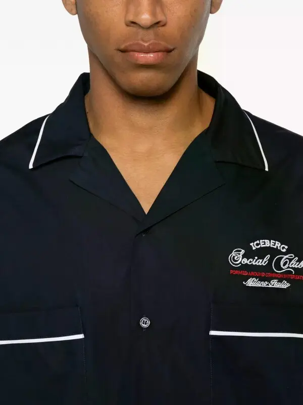 Iceberg Logo-embroidered Piping-detail Shirt