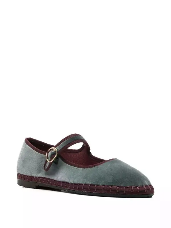 FLABELUS Georgina Velvet Mary Jane Ballet Flats
