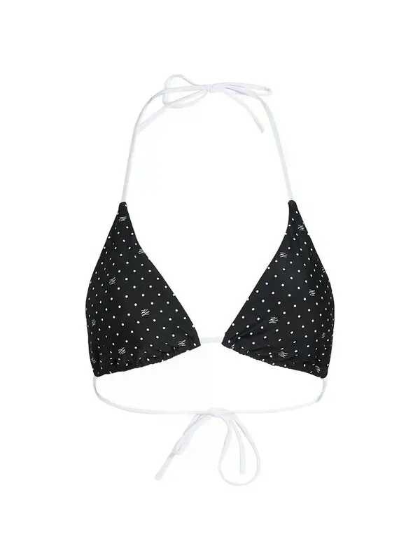 Karl Lagerfeld Polka-dot Triangle Bikini Top - Black