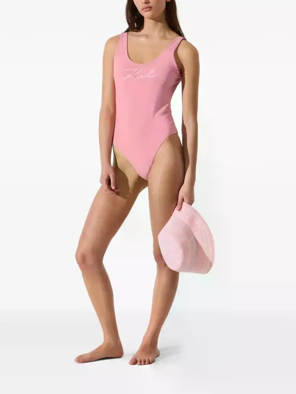 Karl Lagerfeld Logo Print Swimsuit