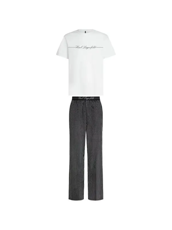 Karl Lagerfeld Hotel Karl Striped Pajama Set - White