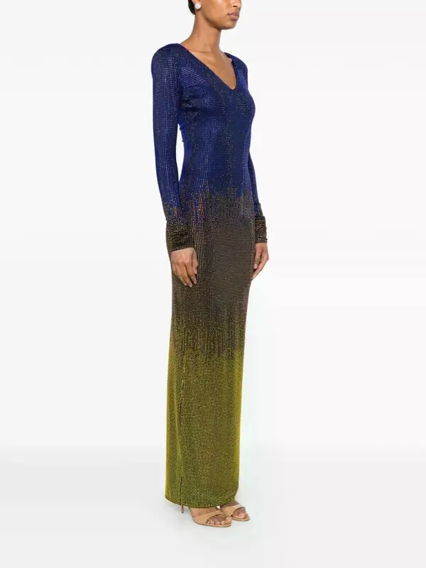 MIRON V-neck Maxi Dress With Glass-stone Embellishment