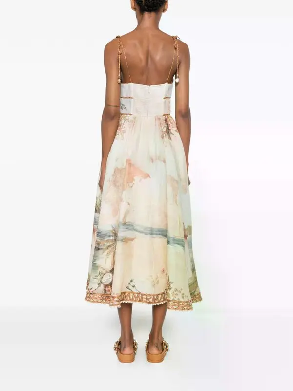 Zimmermann Map Print Tie-strap Dress