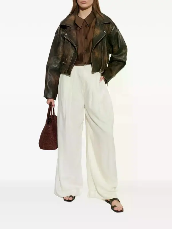 GESTUZ Diana Distressed Leather Biker Jacket