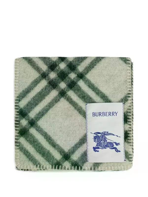 Burberry Check Wool Scarf - Green