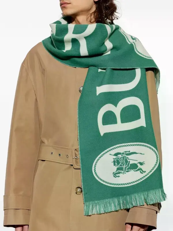 Burberry Logo-intarsia Fringed Scarf