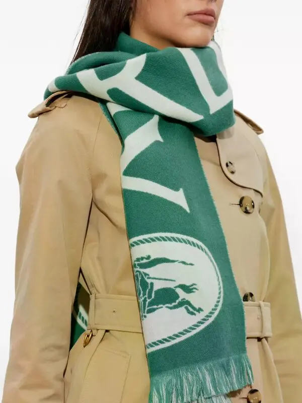 Burberry Logo-intarsia Fringed Scarf