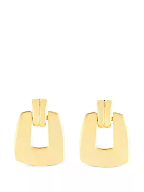 SUSAN CAPLAN 1980s Triple -plated Door Knocker Earrings - Gold