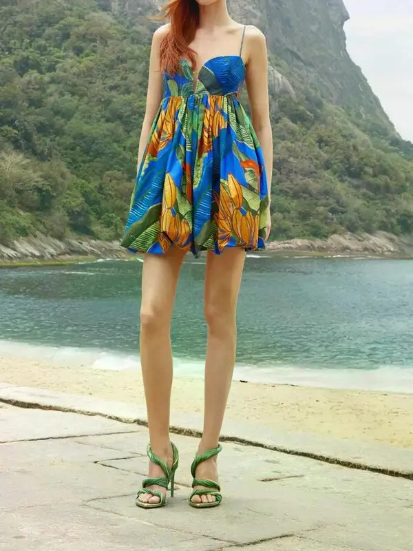 Farm Rio Sleeveless Mini Dress - Blue