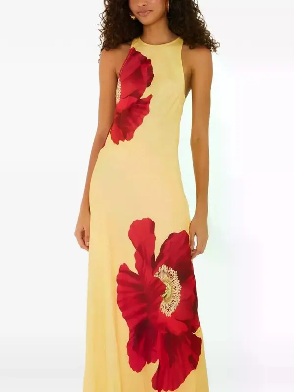 Farm Rio Poppy Print Sleeveless Maxi Dress - Yellow