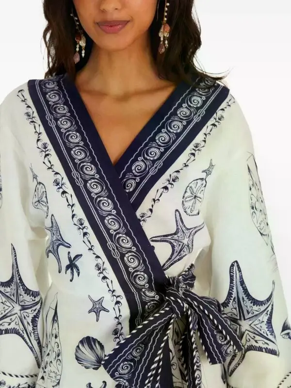 Farm Rio Coast Scarf Wrap Mini Dress