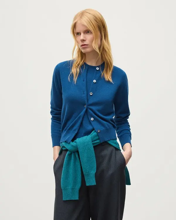 Johnstons Of Elgin Iris Classic Cashmere Cardigan - Blue