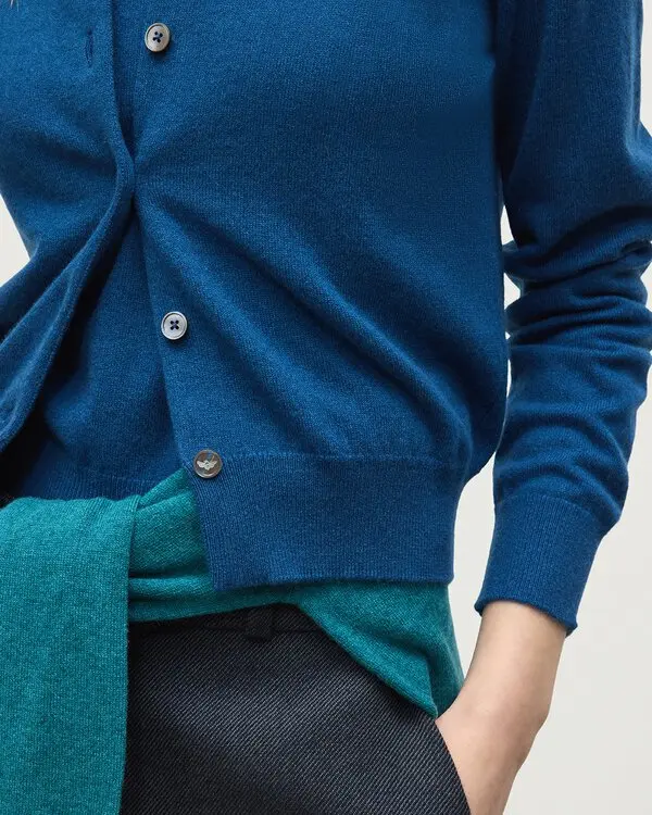 Johnstons Of Elgin Iris Classic Cashmere Cardigan - Blue