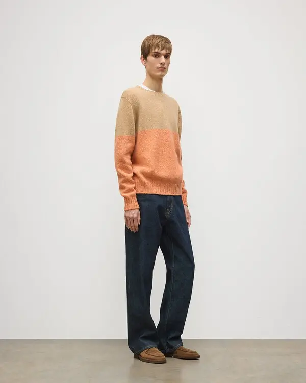 Johnstons Of Elgin Lambswool Colour Block Crew Neck Jumper