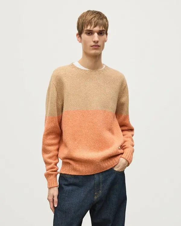 Johnstons Of Elgin Lambswool Colour Block Crew Neck Jumper