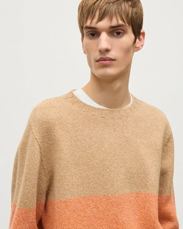 Johnstons Of Elgin Lambswool Colour Block Crew Neck Jumper
