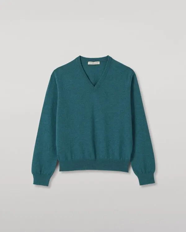 Johnstons Of Elgin Lunan Classic Cashmere V-neck Jumper - Green