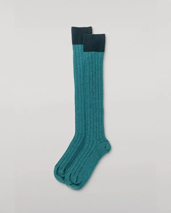 Johnstons Of Elgin Ainsley Long Cashmere Socks - Green