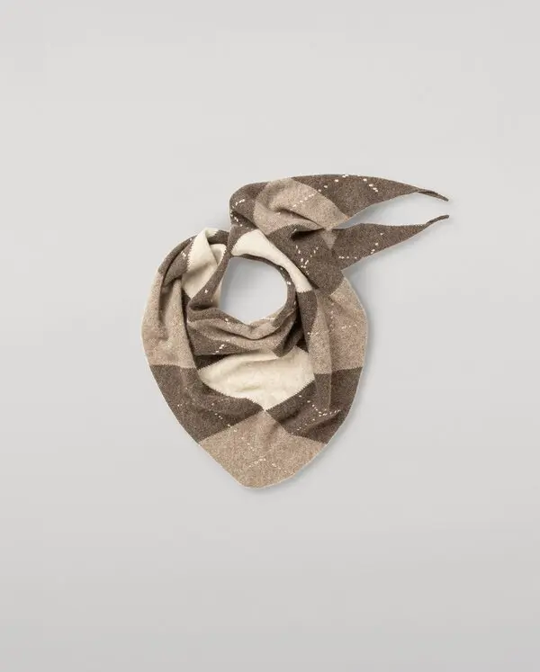 Johnstons Of Elgin Clan Argyle Cashmere Bandana - Brown