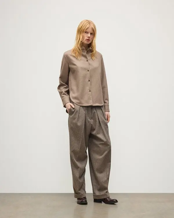 Johnstons Of Elgin Wool & Cashmere Blend Melange Yarn Twill Overshirt